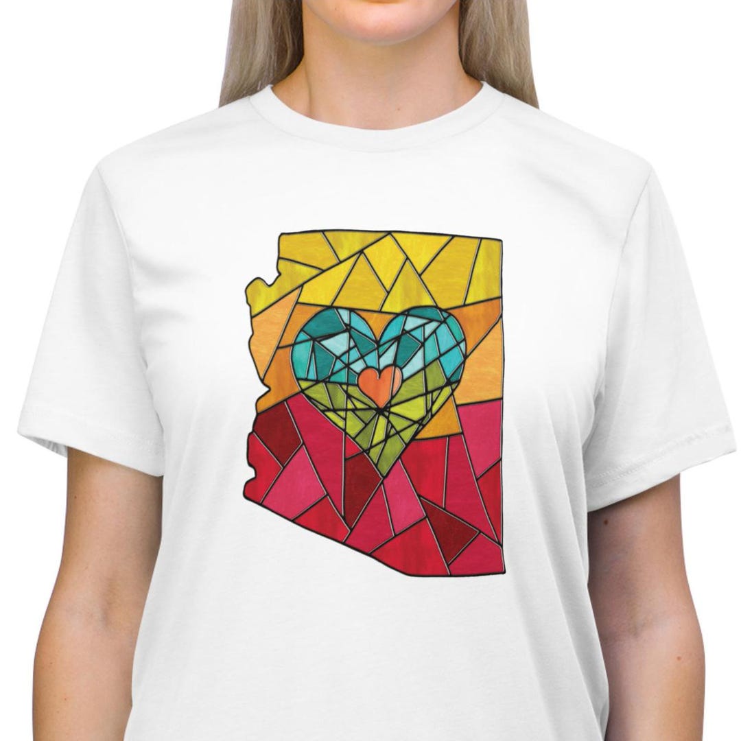 Custom State T-shirt, Stained Glass Style, Unisex Tri-blend, All 50 ...