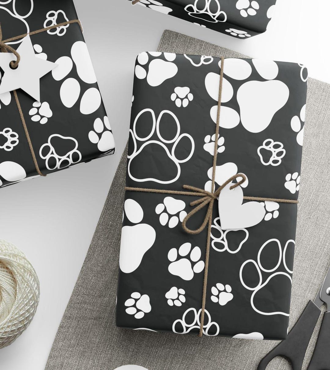 Paw Print Wrapping Paper Rolls, Available in 3 Colorways White Teal ...