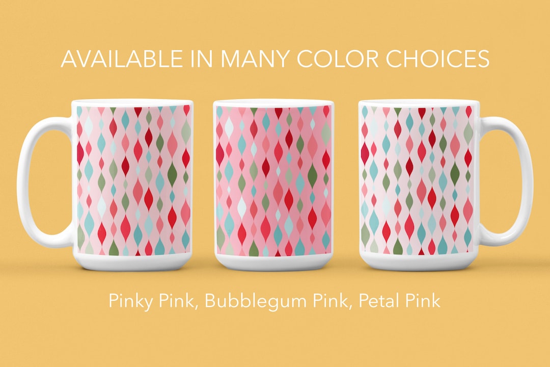 Mid Century Diamonds Coffee Mug one Mug, CHOOSE YOUR COLOR, Pinks, on ...