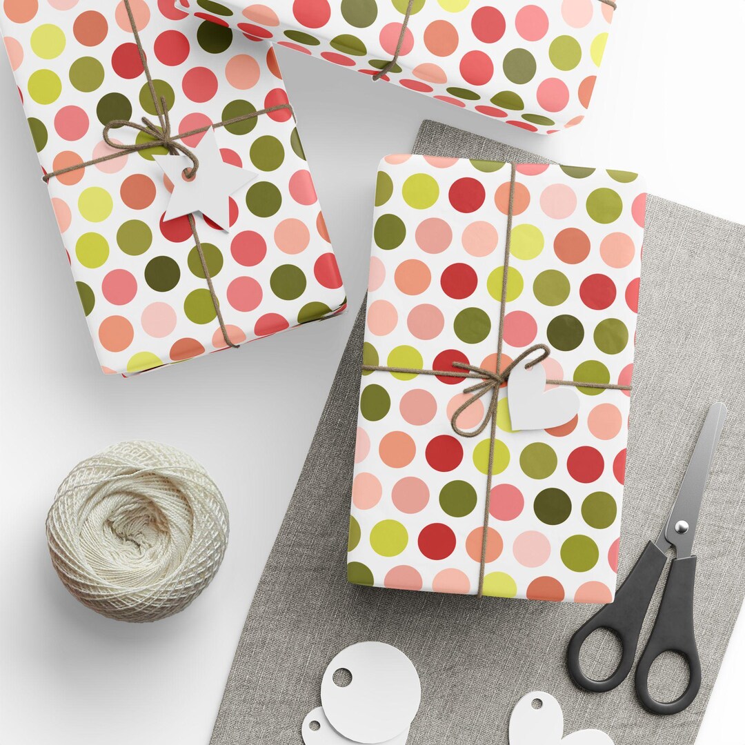 Polka Dot Wrapping Paper, Peruvian Lilies Gift Wrap, Retro Modern ...