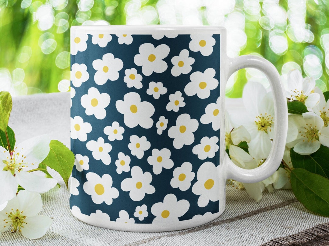 Wonky Daisies Coffee Mug Choice of 4 Background Colors High Quality ...