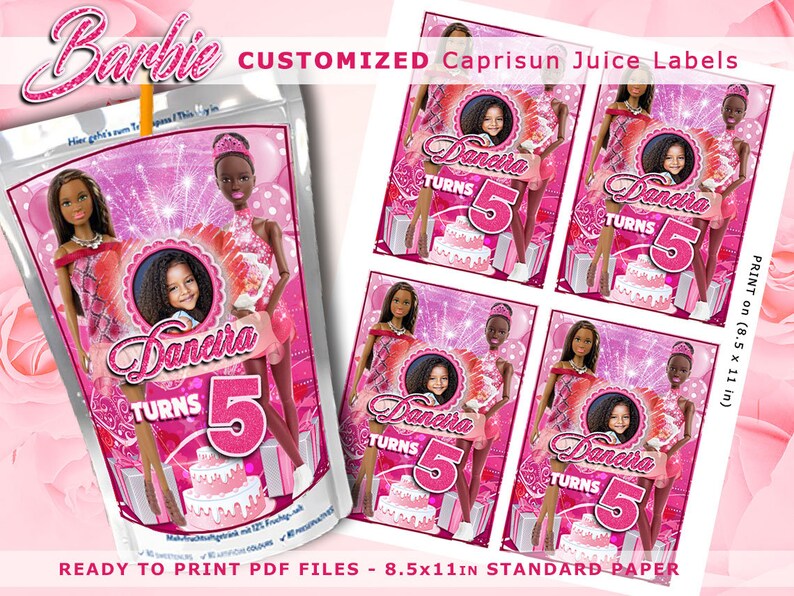 Printable Party Labels and Birthday Video Invitation With Picture - Etsy