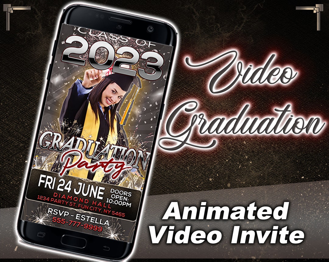 Digital Graduation Party Video Invitation With Picture, Prom Send off ...
