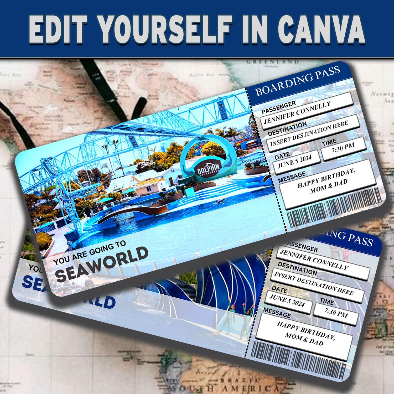 Seaworld Trip Tickets, Printable Seaworld Ticket, Digital Download ...