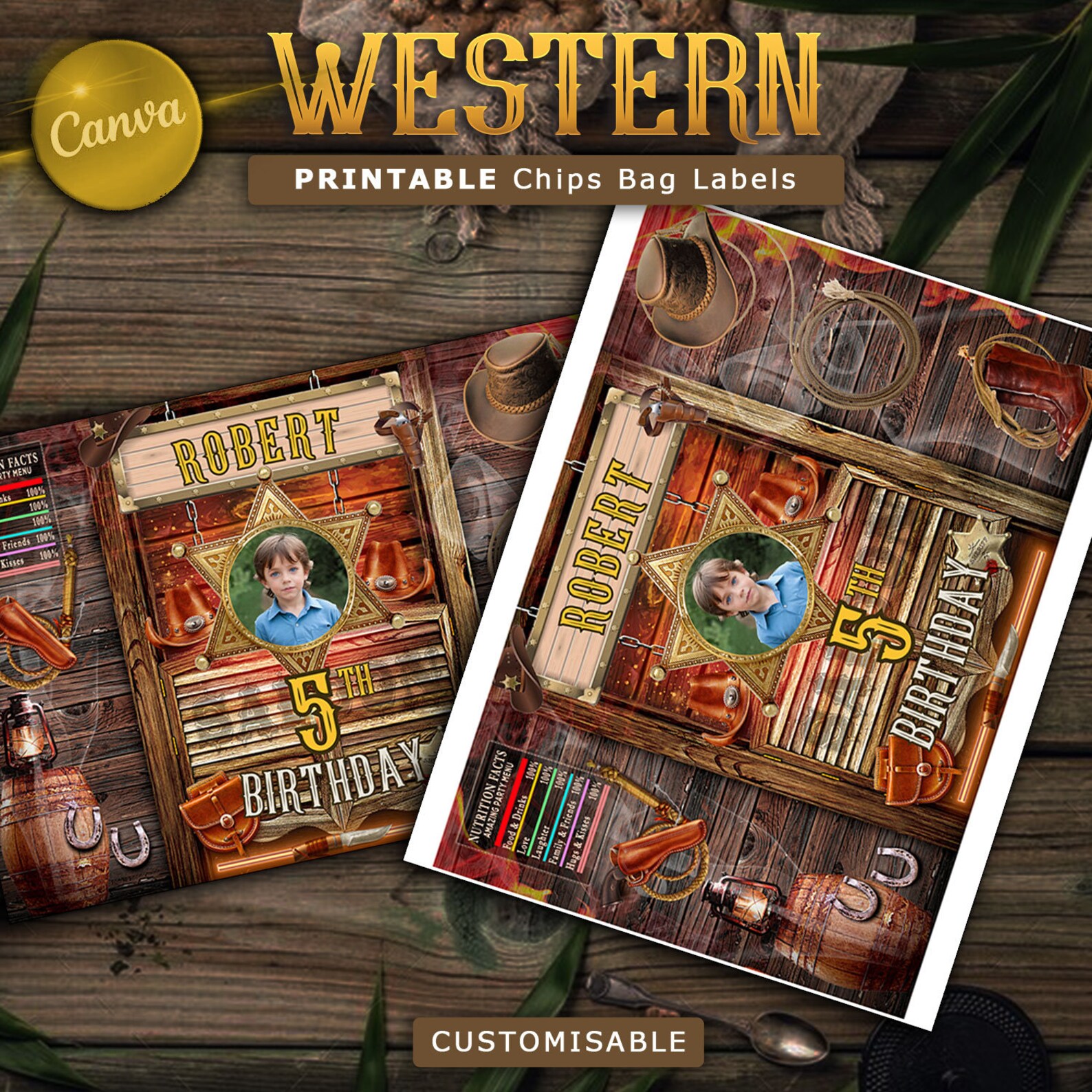 Cowboy Chip Bag, Cowboy Birthday, Cowboy Party, First Birthday, Cowboy ...