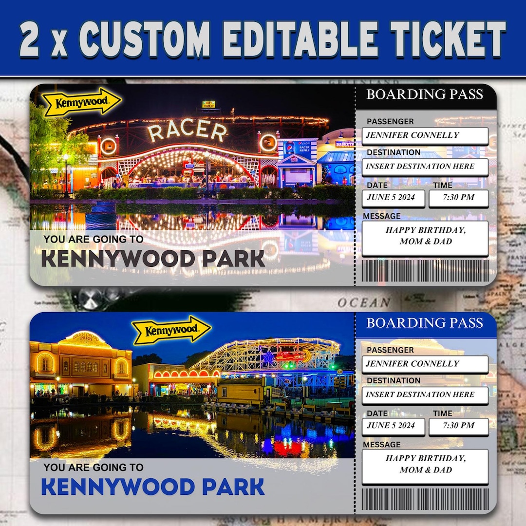 Printable Kennywood Ticket Theme Park Surprise Ticket, Gift Reveal ...