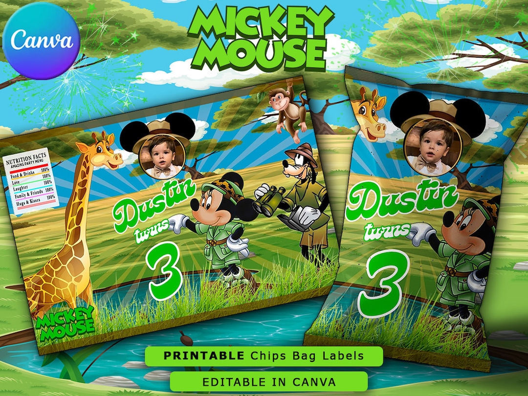 Mickey Mouse Safari Chips Bag Wrapper, Mickey Mouse Safari Chips Label ...