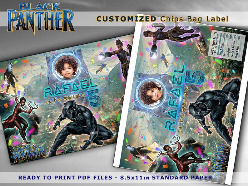 Black Panther Label for Chips Bag Personalized With Photo, Black ...