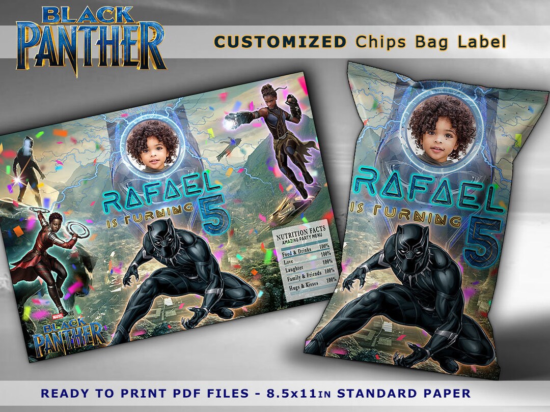 Black Panther Label for Chips Bag Personalized With Photo, Black ...