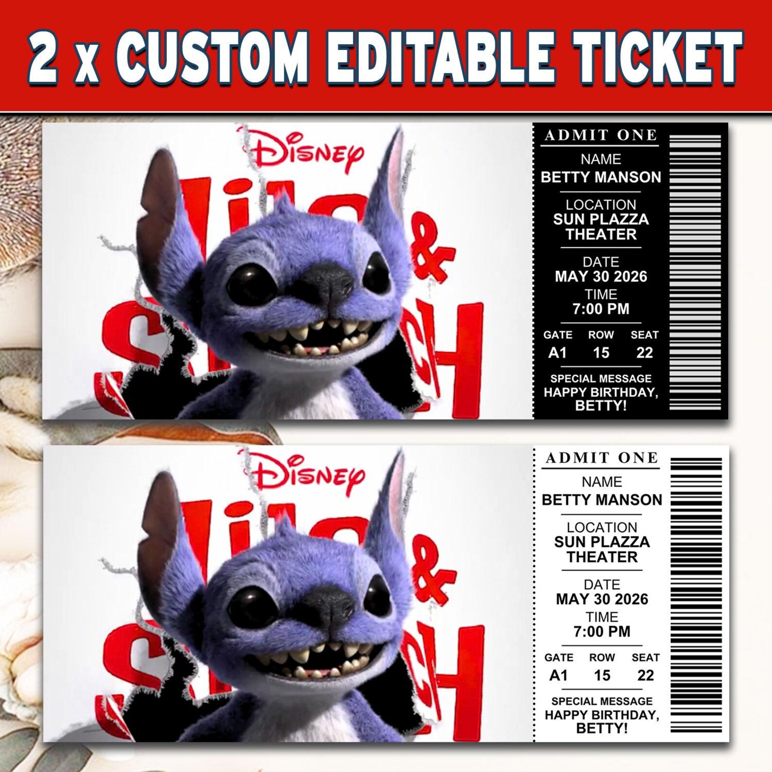 Lilo & Stitch Boarding Pass: Surprise Gift Ticket (canva Editable) - Etsy