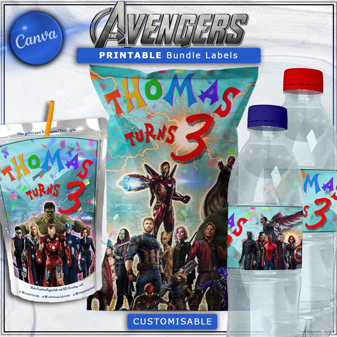 Editable Birthday Party Bundle Labels - Water Bottle Label, Caprisun ...