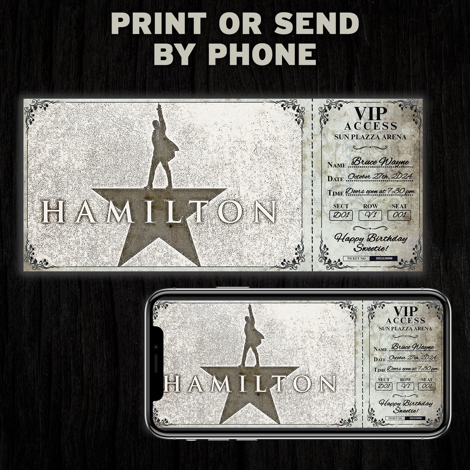 Printable Vintage Hamilton Musical Broadway Theatre Ticket, West End ...