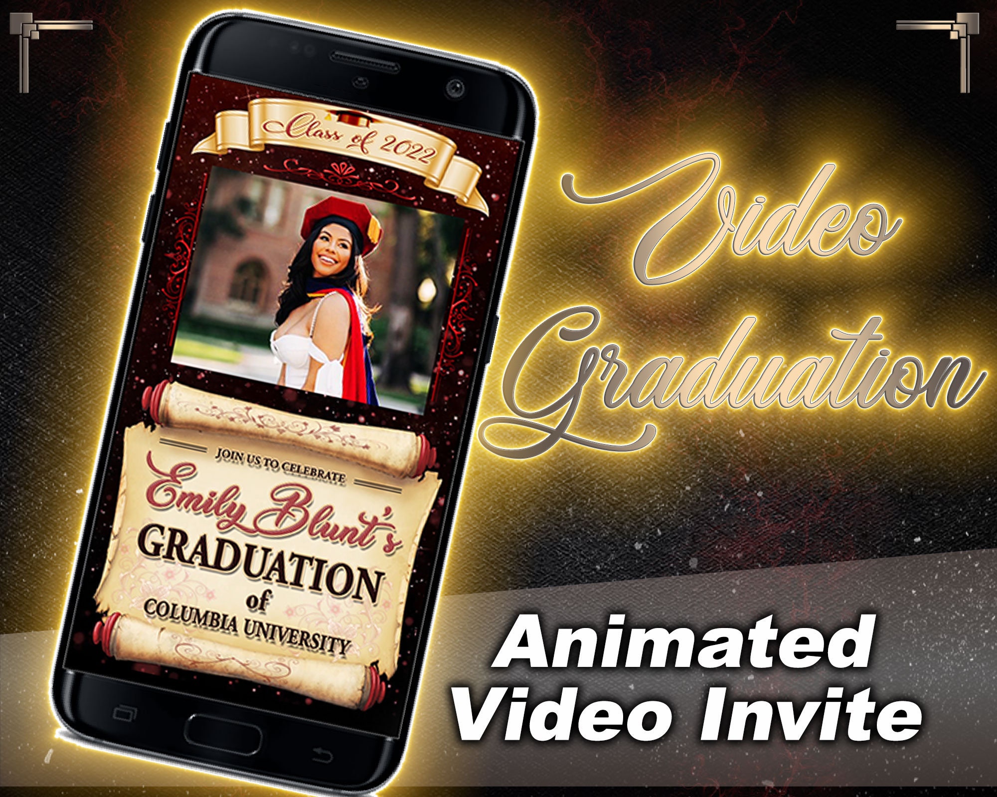 Video Graduation Invitation With Photo, Prom Send off Video Invite ...