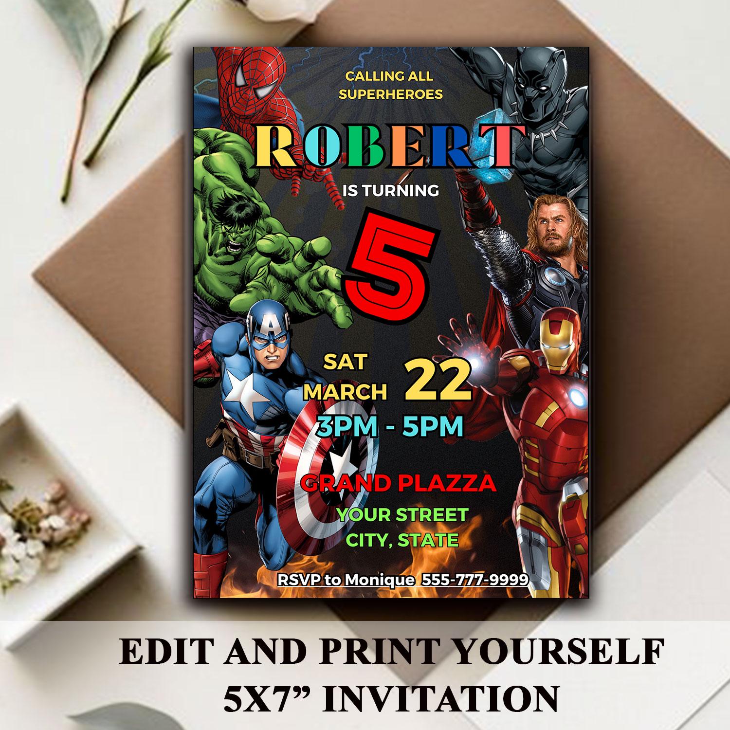 Avengers Birthday Party Invitation, Editable Canva Template (digital ...
