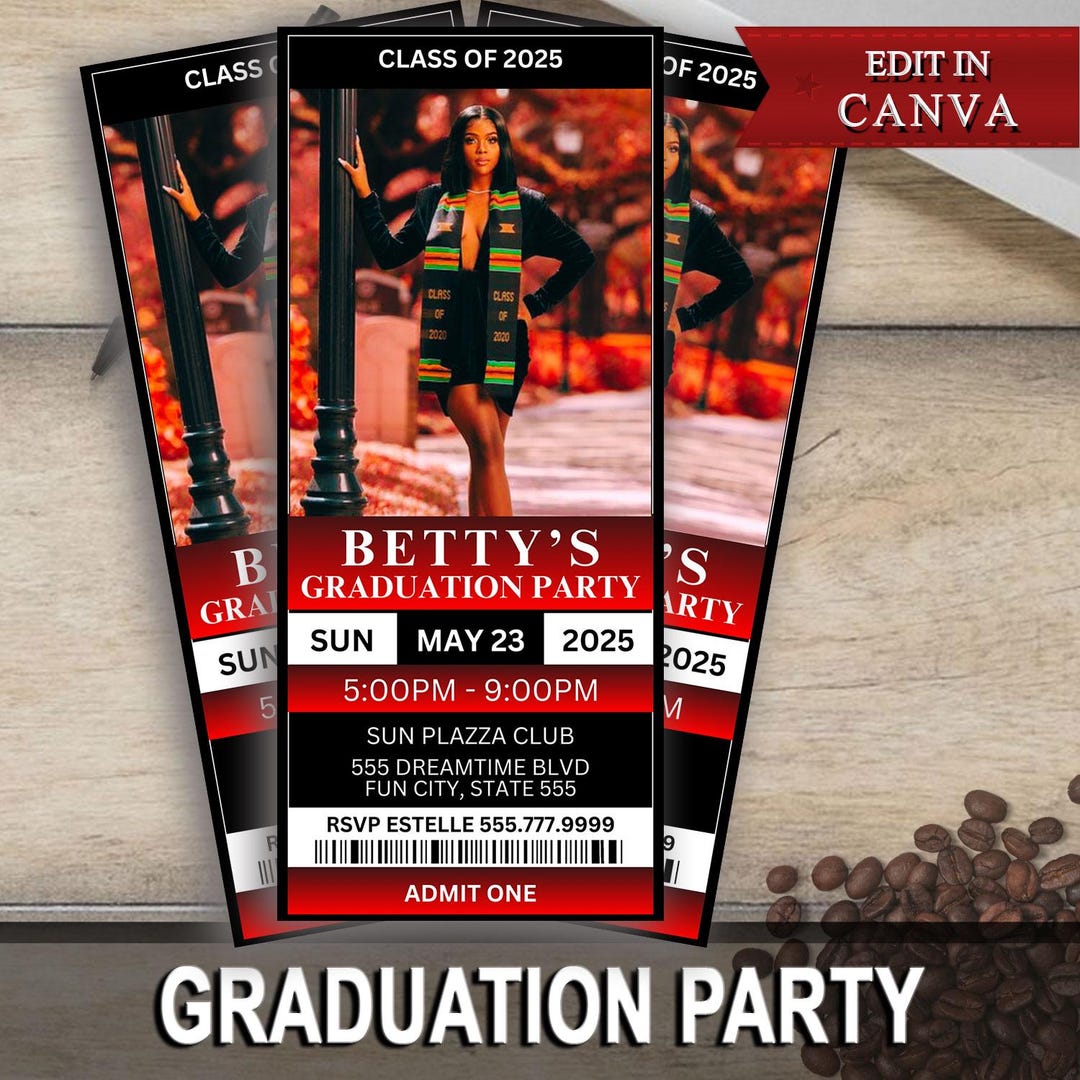 Editable Graduation Invitation Ticket Template, Editable Graduation ...