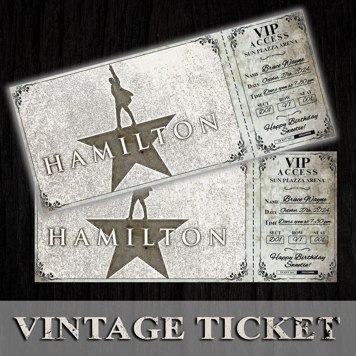Printable Vintage Hamilton Musical Broadway Theatre Ticket, West End ...