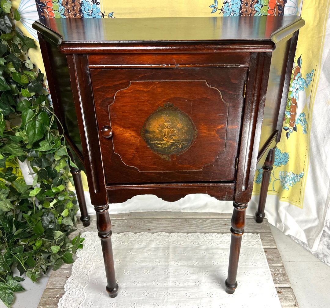 Stunning Antique Side End Table Humidor Cabinet, Copper Lined ...