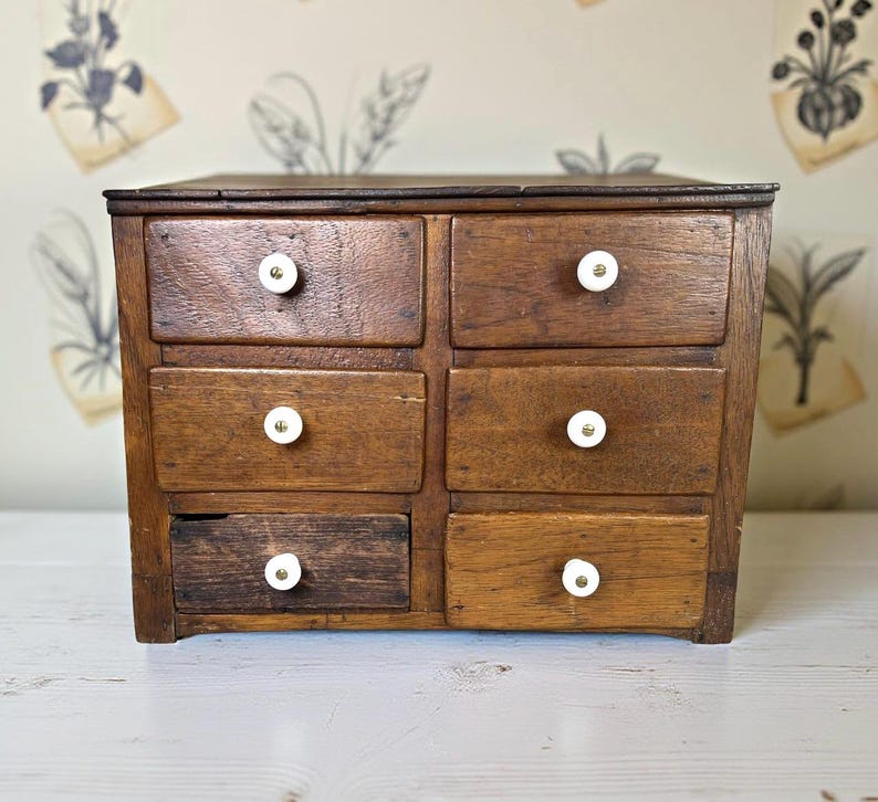 Antique Handmade Cabinet, Cigar Box Drawers, Apothecary Wood Cupboard ...