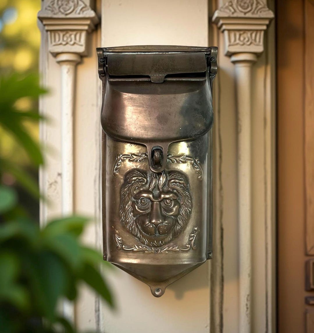 Antique Heavy Brass Mailbox, Early 1900s Wall Mount, Lion Head - Etsy