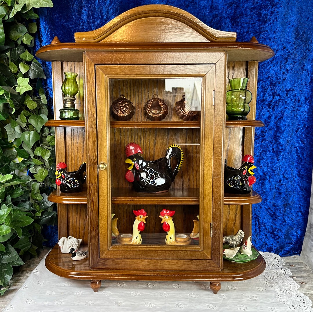 Vintage Curio Cabinet Shelf Apothecary Spice Rack Miniatures Shadow Box ...