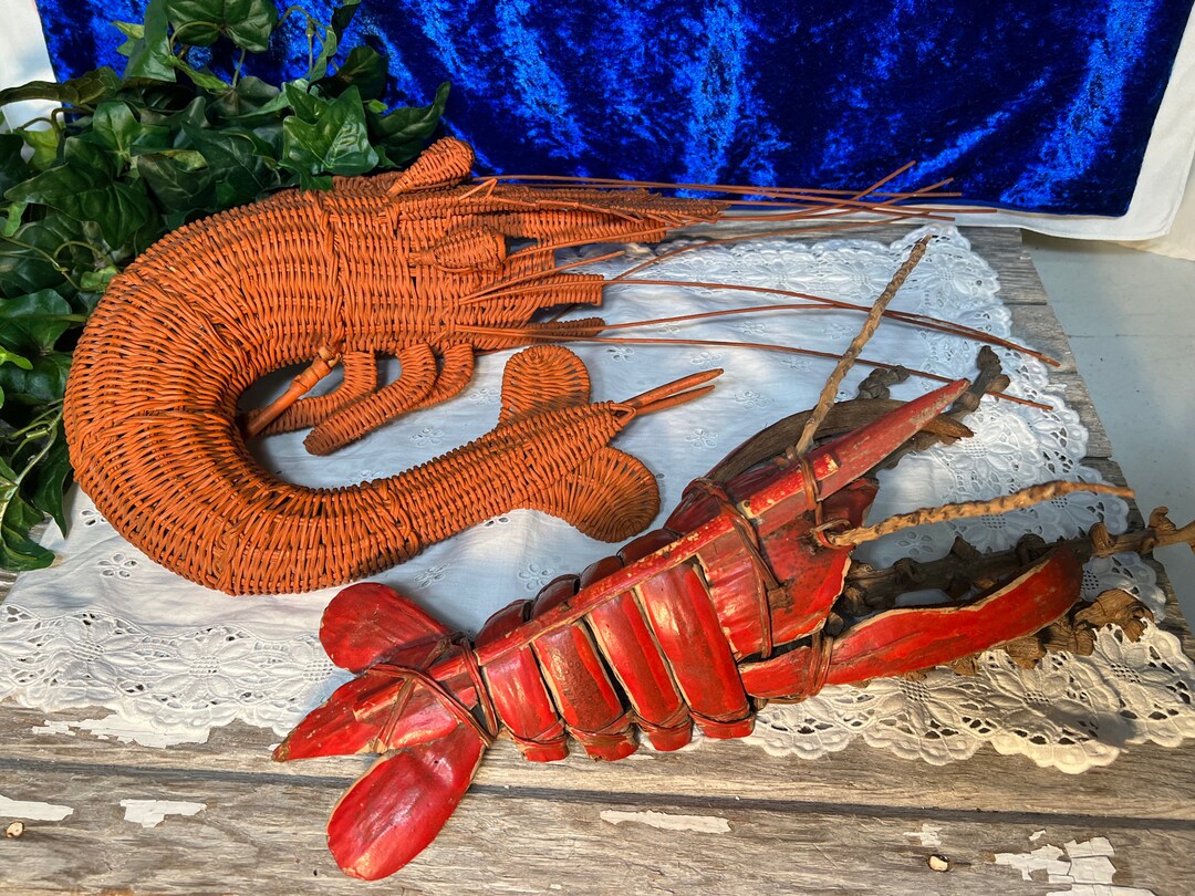 Vintage Unique Decorative Lobster Wall Hangings, Choice of Wicker or ...