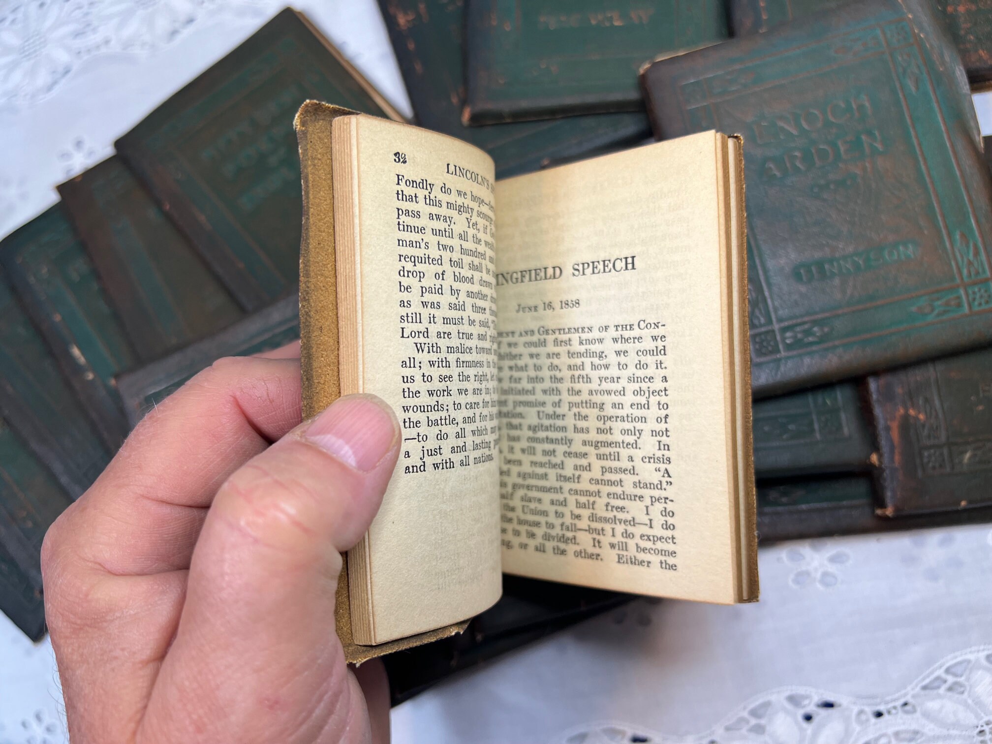 Antique Little Leather Library 1920's Books Miniature Small Redcroft ...