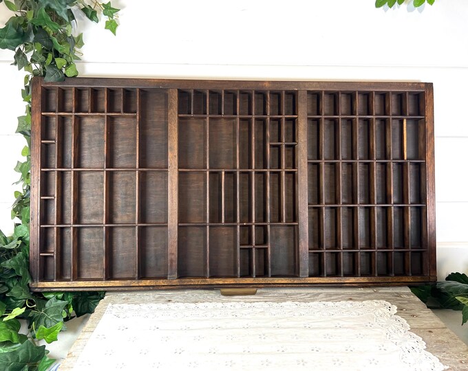 Antique Large Printers Tray Curio Cabinet Wall Shelf, Cubby, Miniatures ...