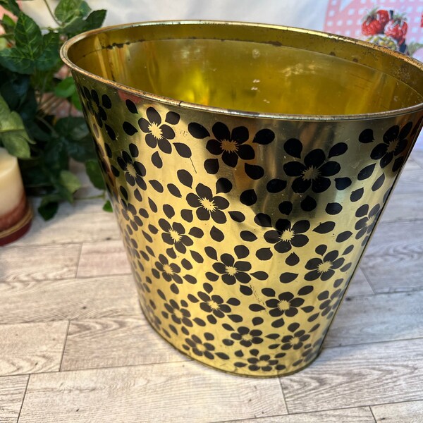 Black and Gold Waste Basket - Etsy
