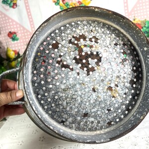 Antique Early 1900s Enamel Strainer Colander, Enamelware, Primitive ...