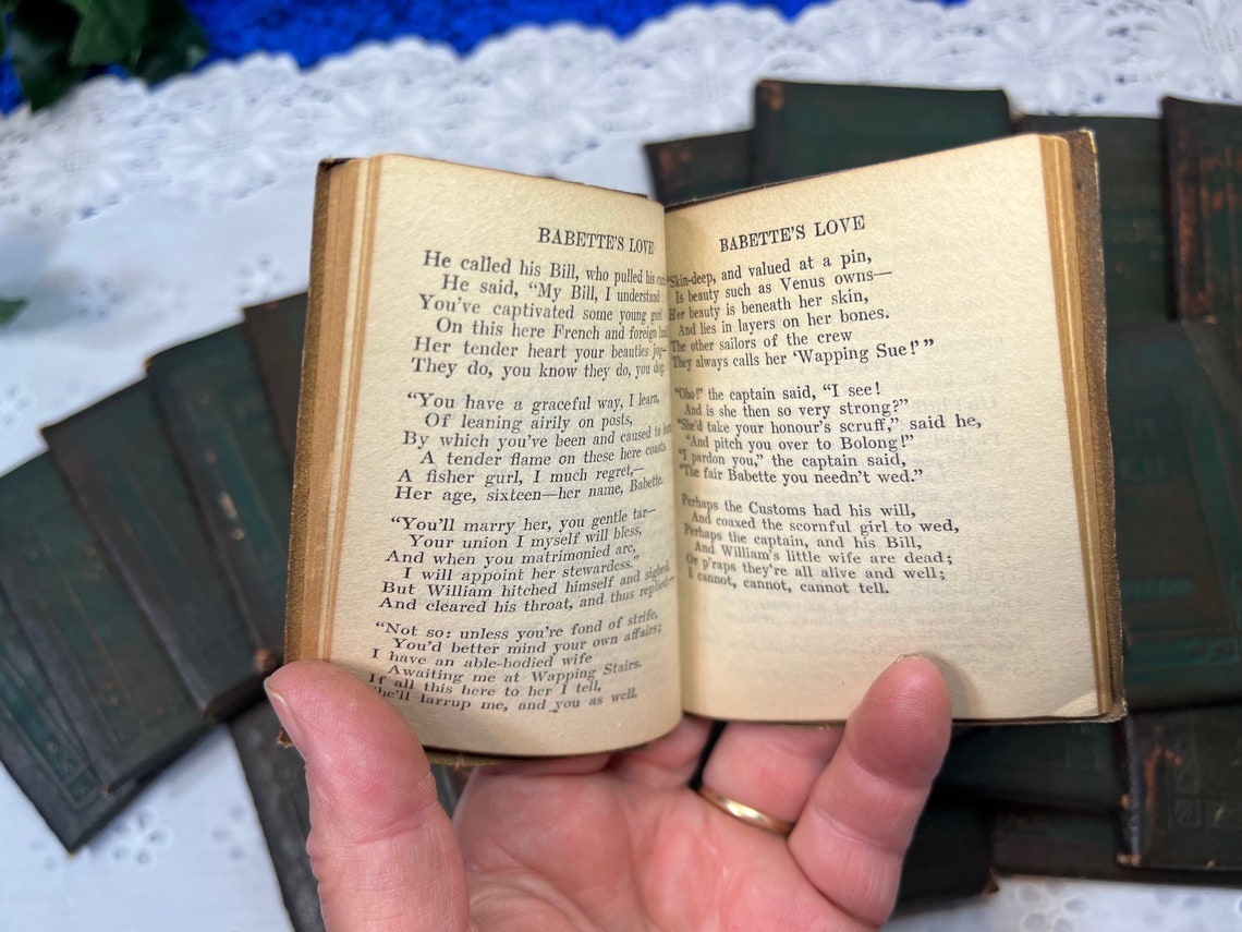 Antique Little Leather Library 1920's Books Miniature Small Redcroft ...