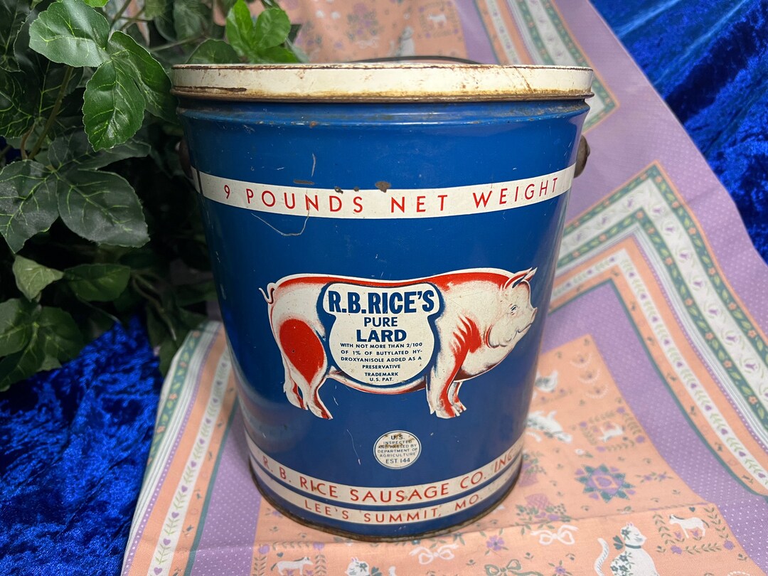 Vintage R. B. Rices Pure Lard Tin Can Pail Advertising Pig - Etsy