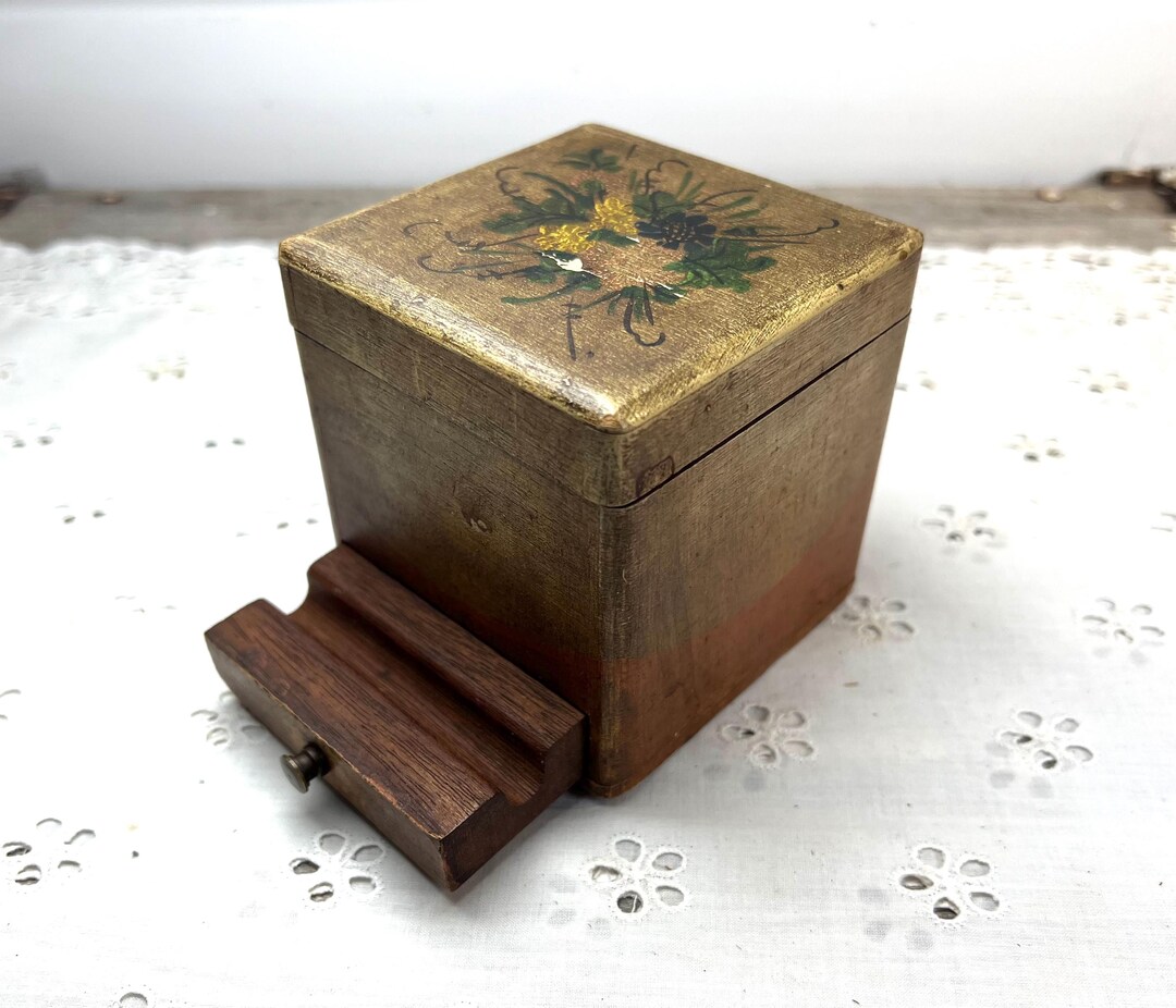 Antique Cigarette Dispenser Wood Box W/ Pull Out Drawer, Unique Smoker ...