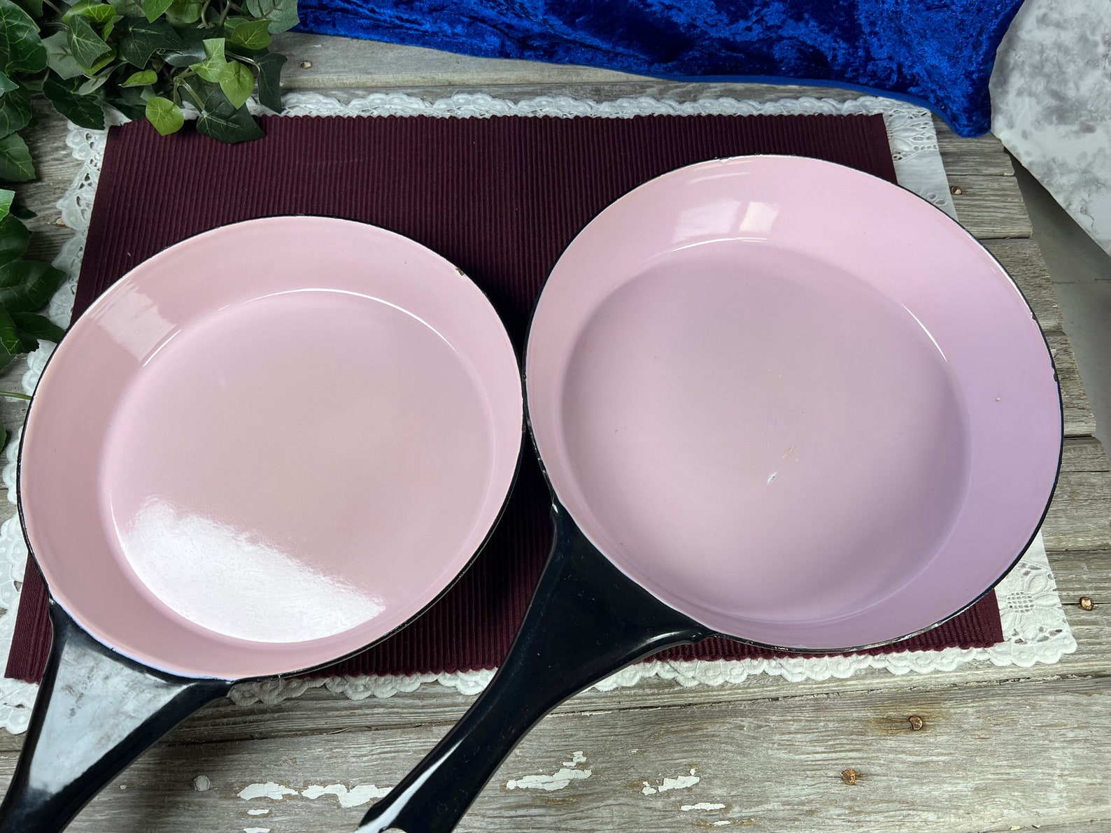 Vintage 1960s Pink Enamelware, Hand Painted Dela-ware by Delano Studios ...