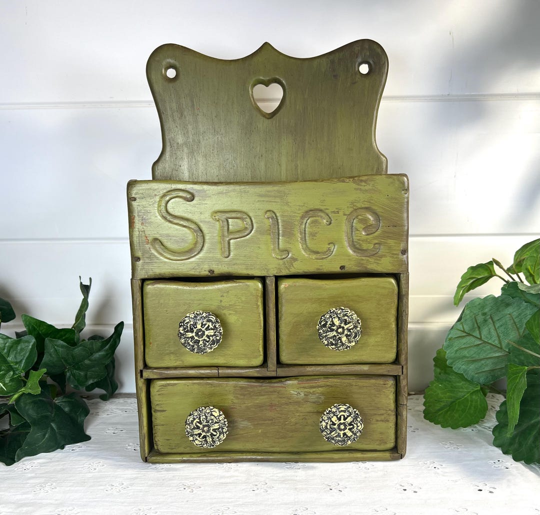 Vintage Mid Century Spice Cabinet 3 Drawer, Craft, Apothecary, Sewing ...