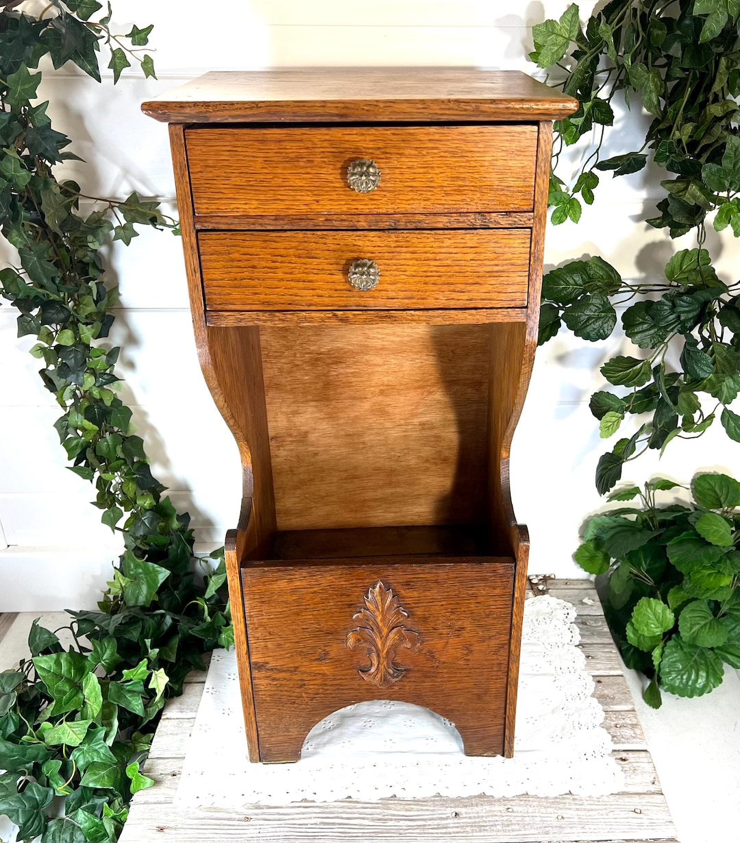 Antique Early 1900s Wood Telephone Table, Plant or Lamp Stand, Accent ...