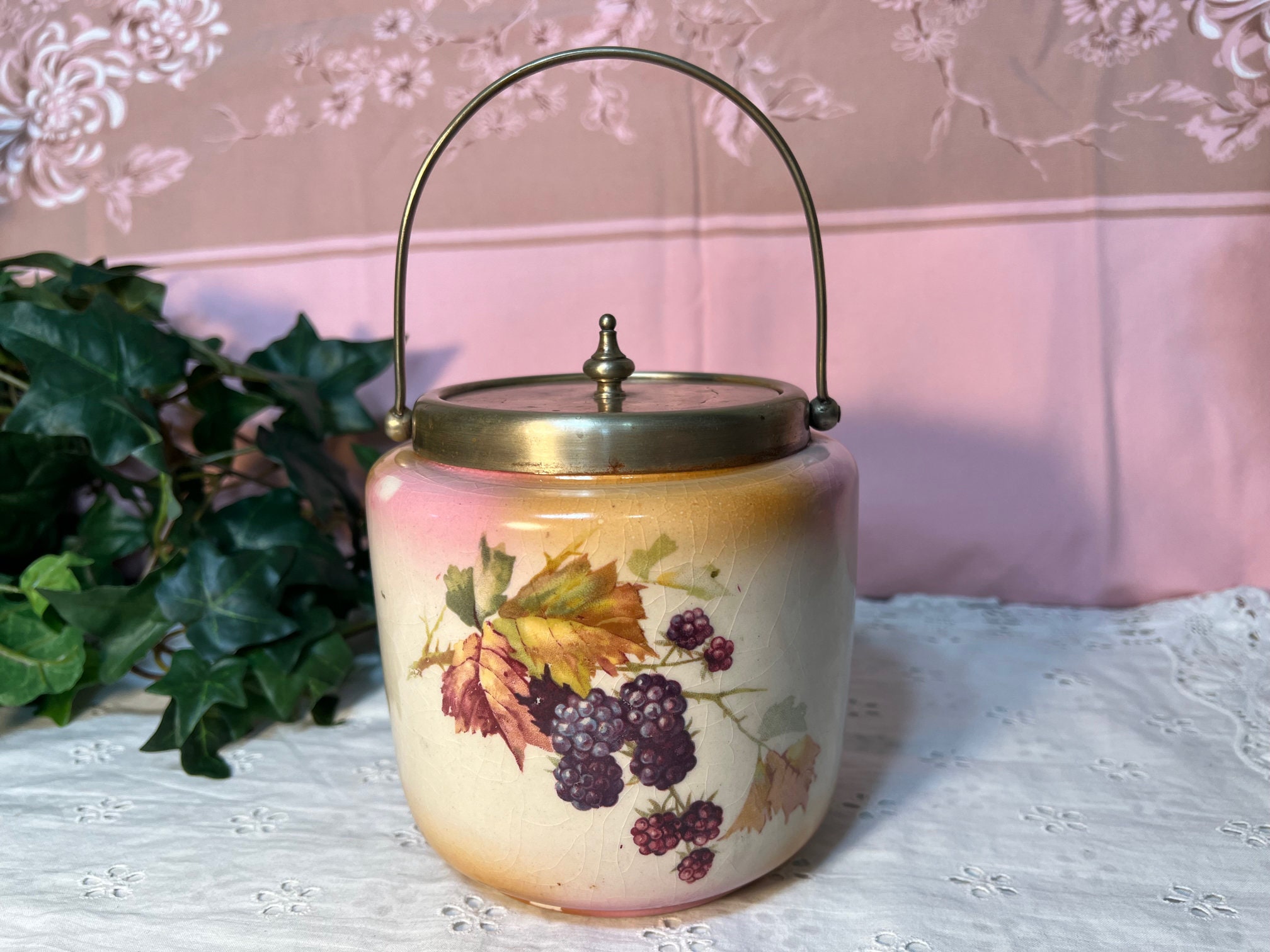 Antique 1800s Porcelain Biscuit Jar England Hand Painted - Etsy