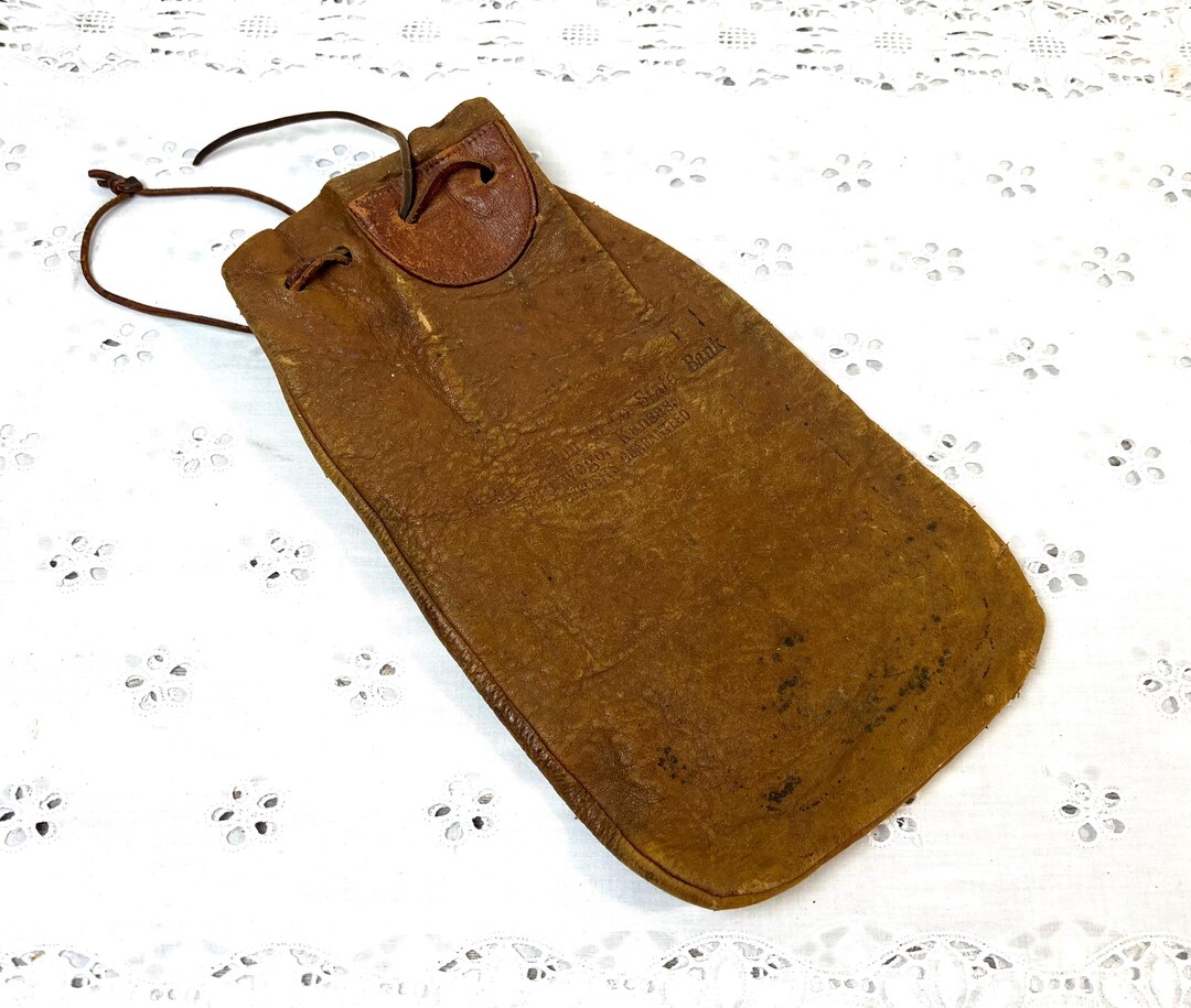 Antique 1800s Leather Bank Pouch Money Bag, Condon & Co. State Bank ...