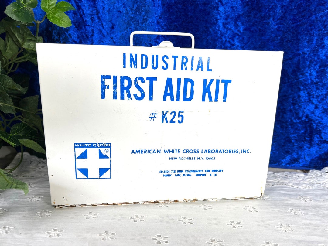 Vintage Industrial First Aid Kit, Wall Hanging Metal Storage Box ...