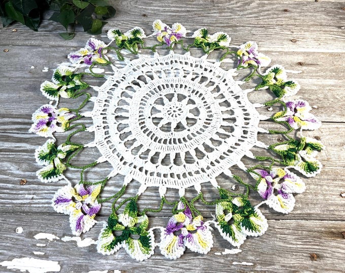 Vintage Crochet Doile, Hand Crocheted Doily, Table Centerpiece ...