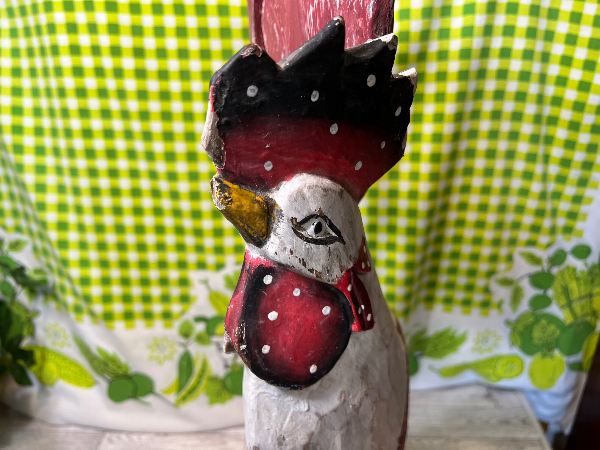 Vintage Large Hand Carved Wood Chicken, Wooden Rooster, Primitive Folk ...