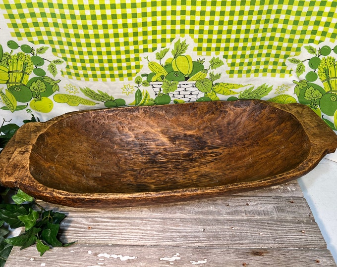 Antique Dough Bowl Trencher 28”, Hand Carved Wood, Primitive Rustic ...