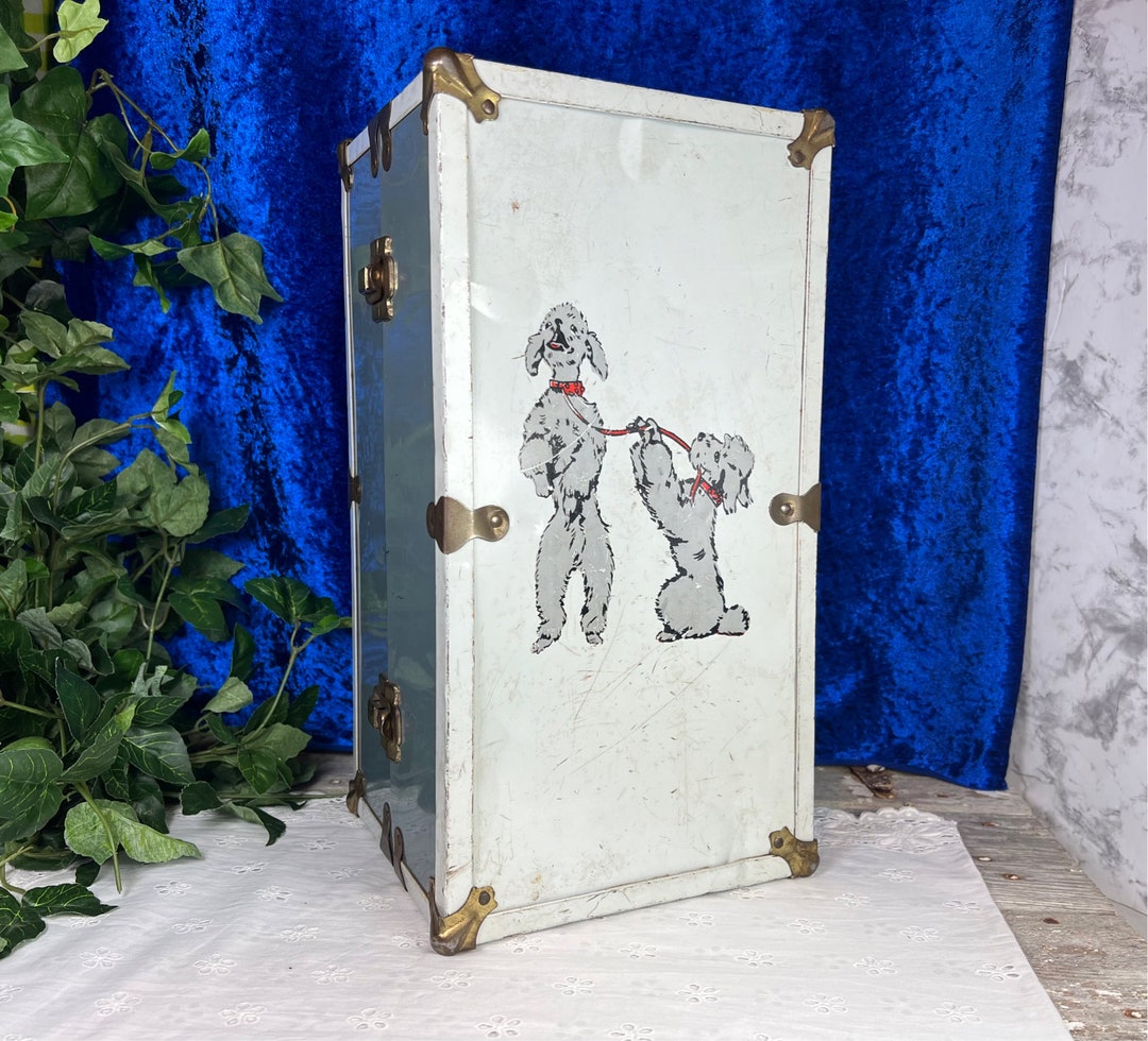 Vintage Mid Century Metal Doll Trunk, Doll Clothes Storage Case, Cass ...