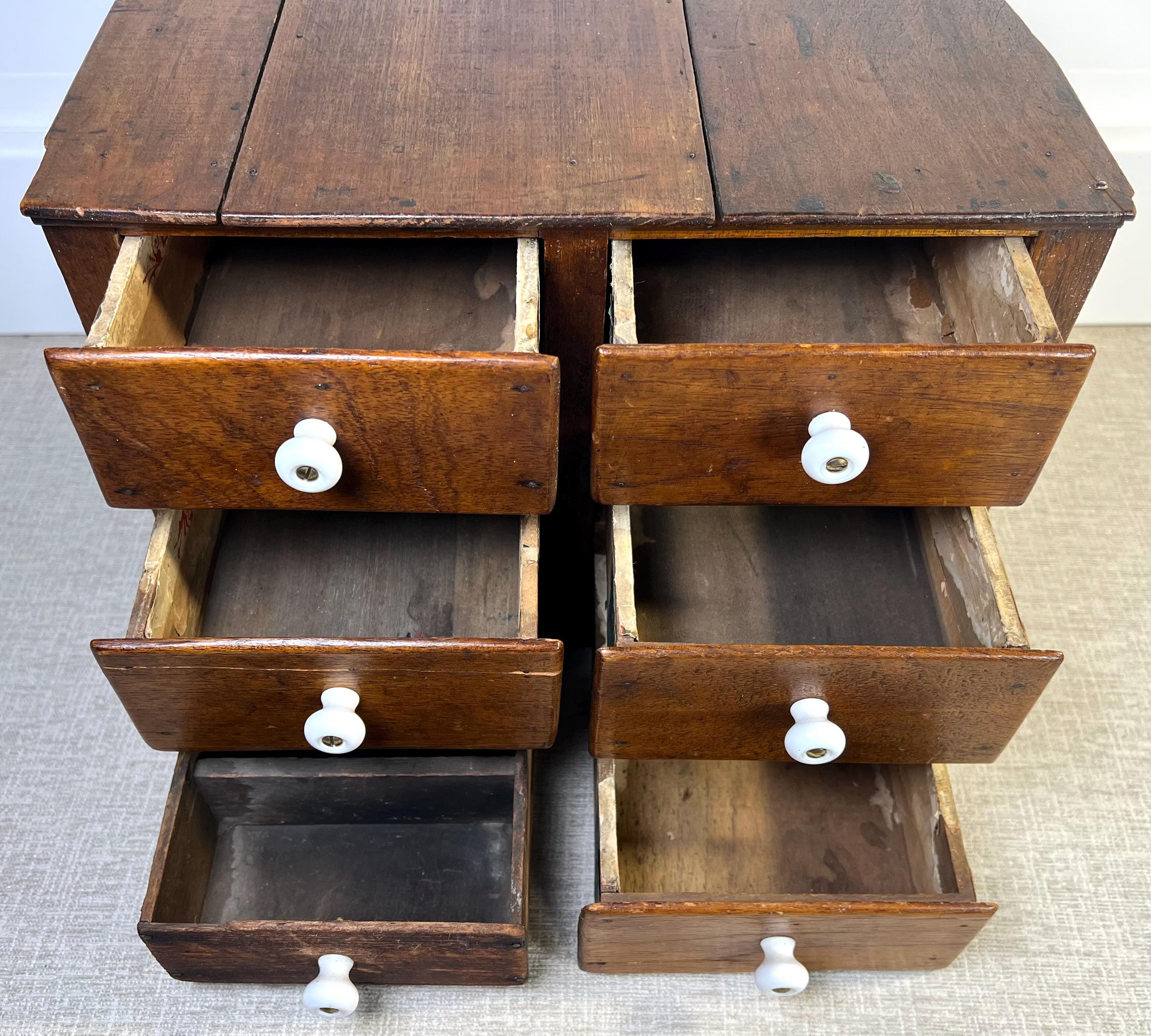 Antique Handmade Cabinet, Cigar Box Drawers, Apothecary Wood Cupboard ...