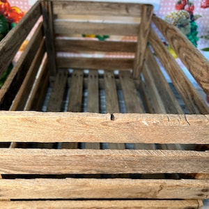 Vintage Primitive Rustic Wood Crate, Fruit or Produce Slat Crate, Barn ...
