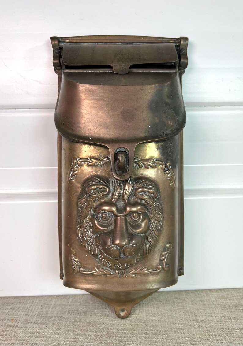 Antique Heavy Brass Mailbox, Early 1900s Wall Mount, Lion Head - Etsy