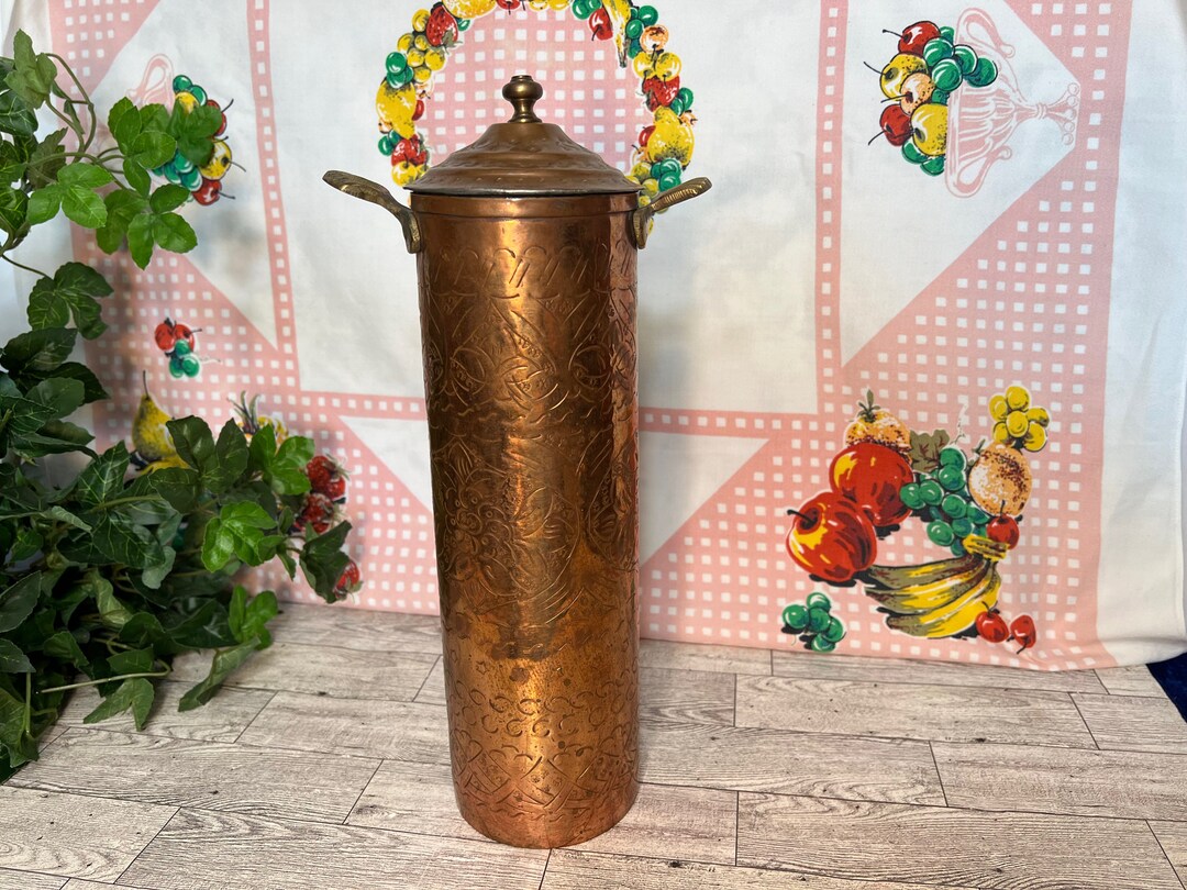 Antique 1800s Copper Canister, Dovetail Seam, Fireplace Match Holder ...