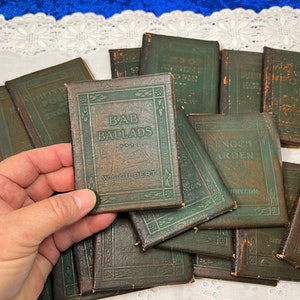 Antique Little Leather Library 1920's Books Miniature Small Redcroft ...