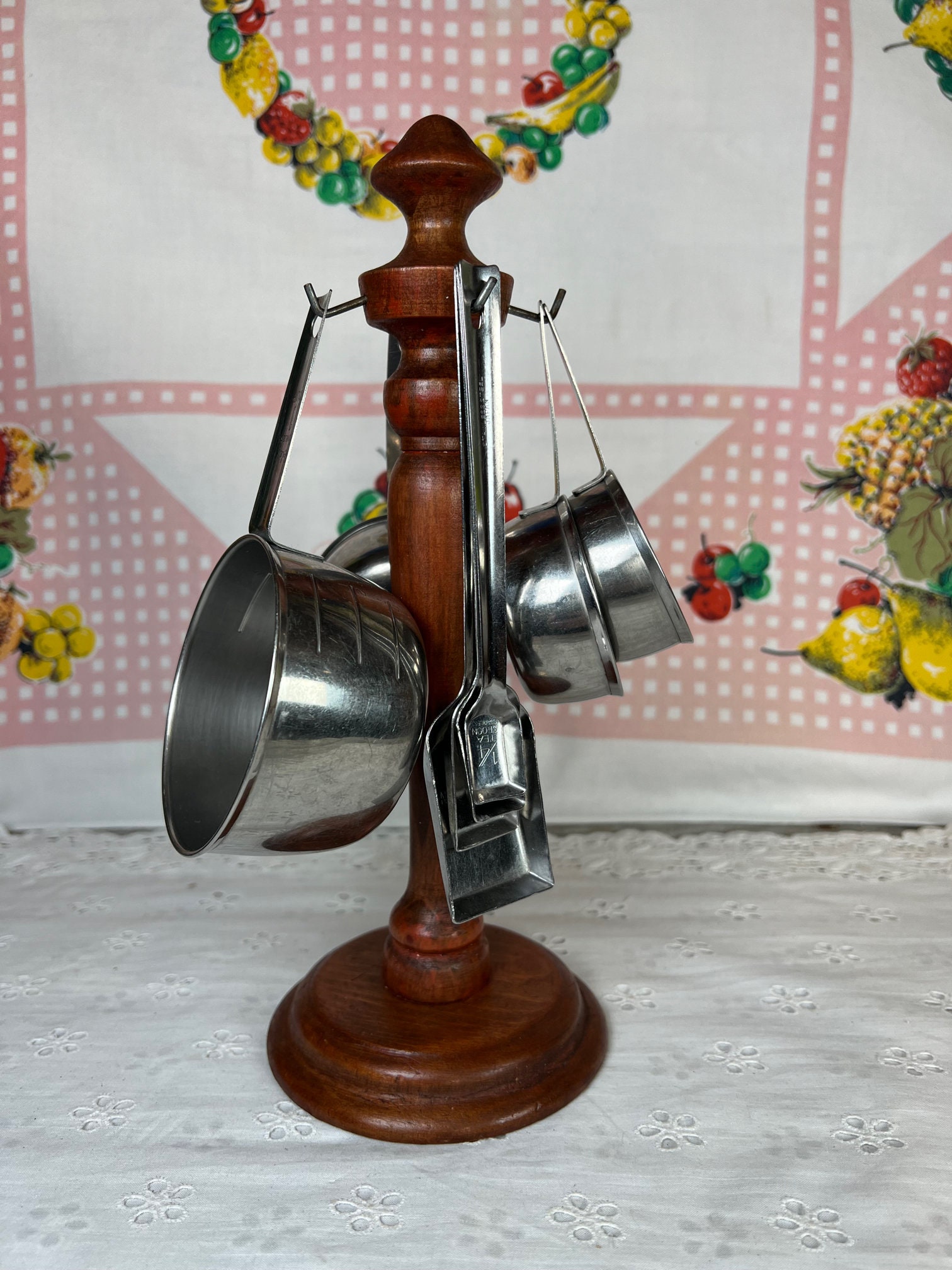 Vintage Foley Measuring Cups on Wood Stand, Stainless Steel, Shovel ...