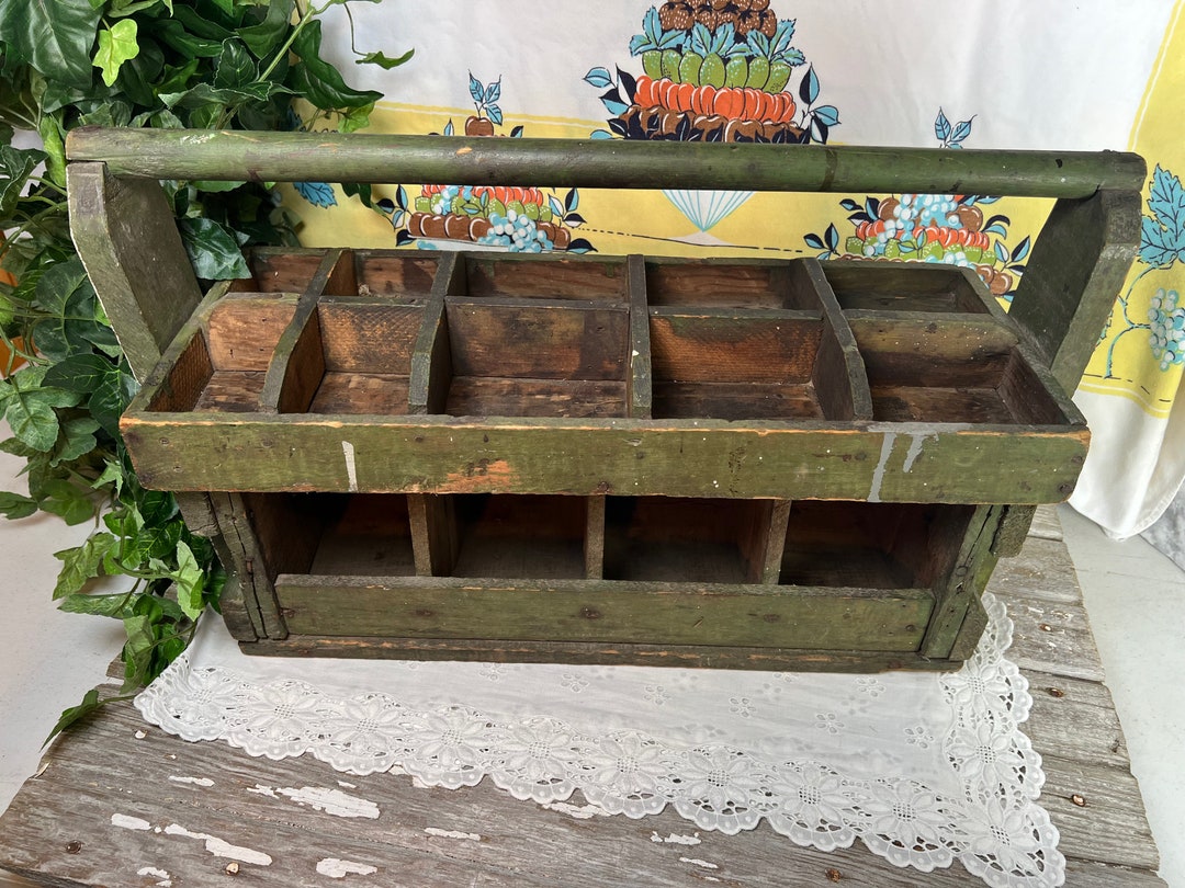 Awesome Vintage Wood Tool Box, 14 Compartment Toolbox Tote, Wood ...