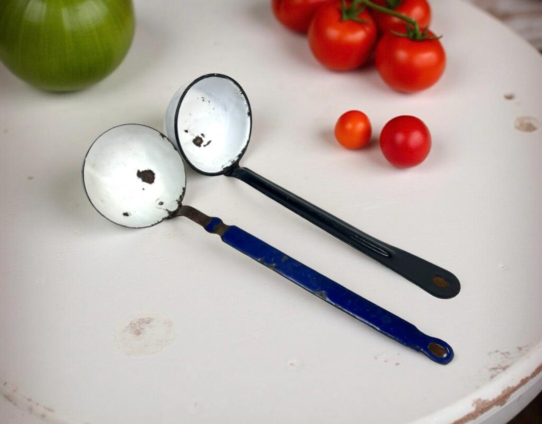 Vintage Enamelware Ladle: Rustic Farmhouse Kitchen Decor - Blue or ...